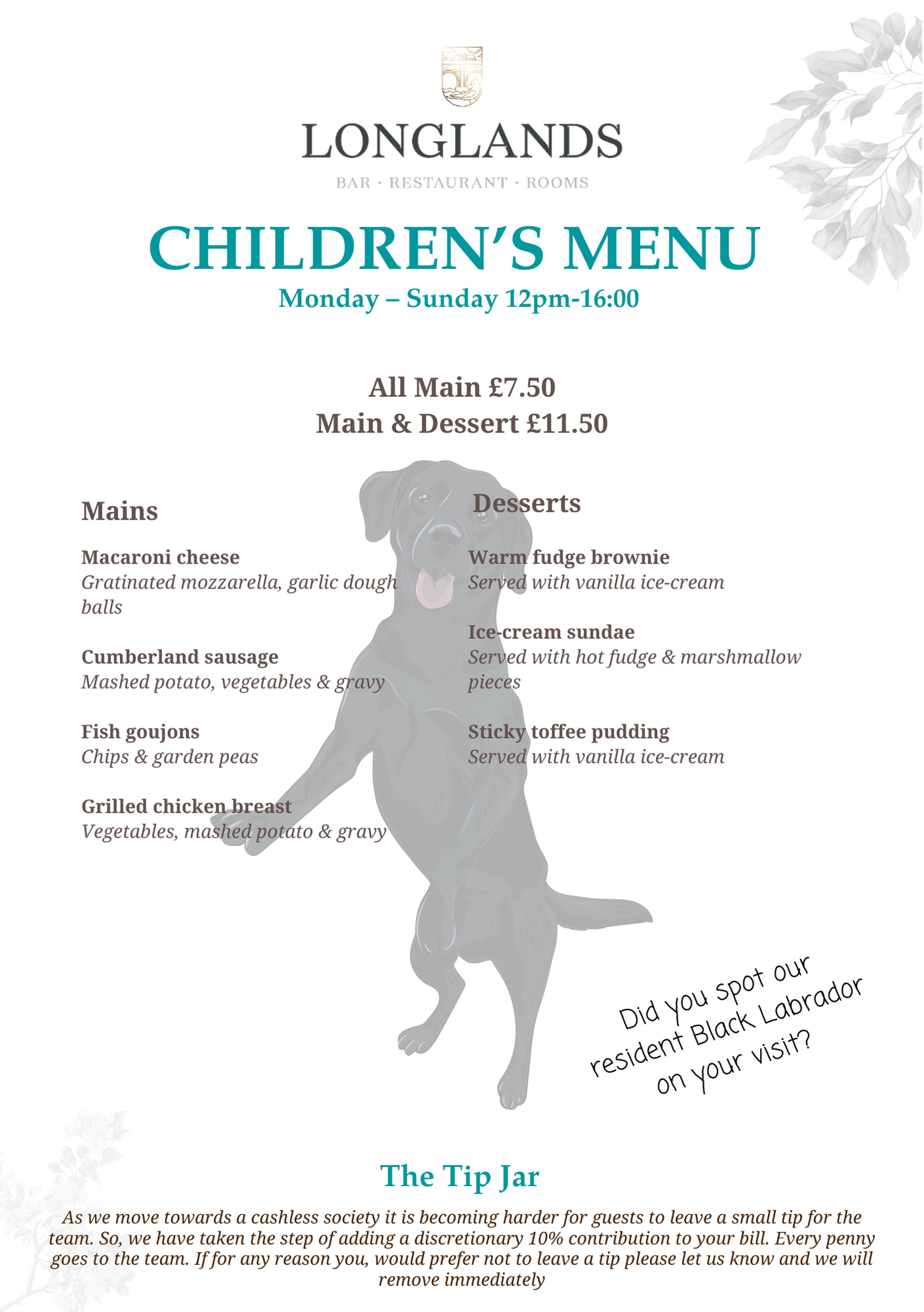 Childrens Menu - Longlands