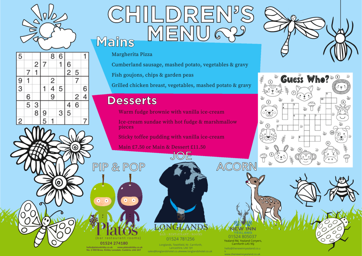 Childrens Menu - Longlands