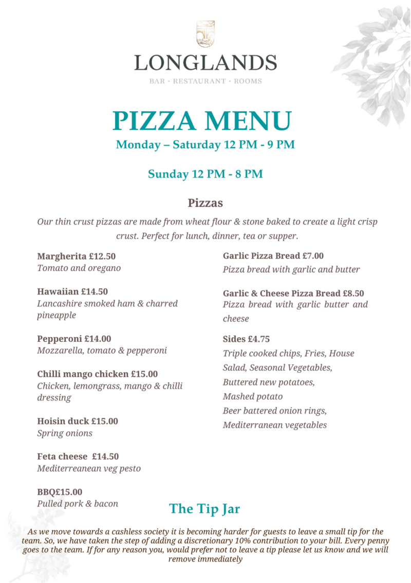 Pizza Menu - Longlands