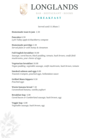 Breakfast Menu - Longlands